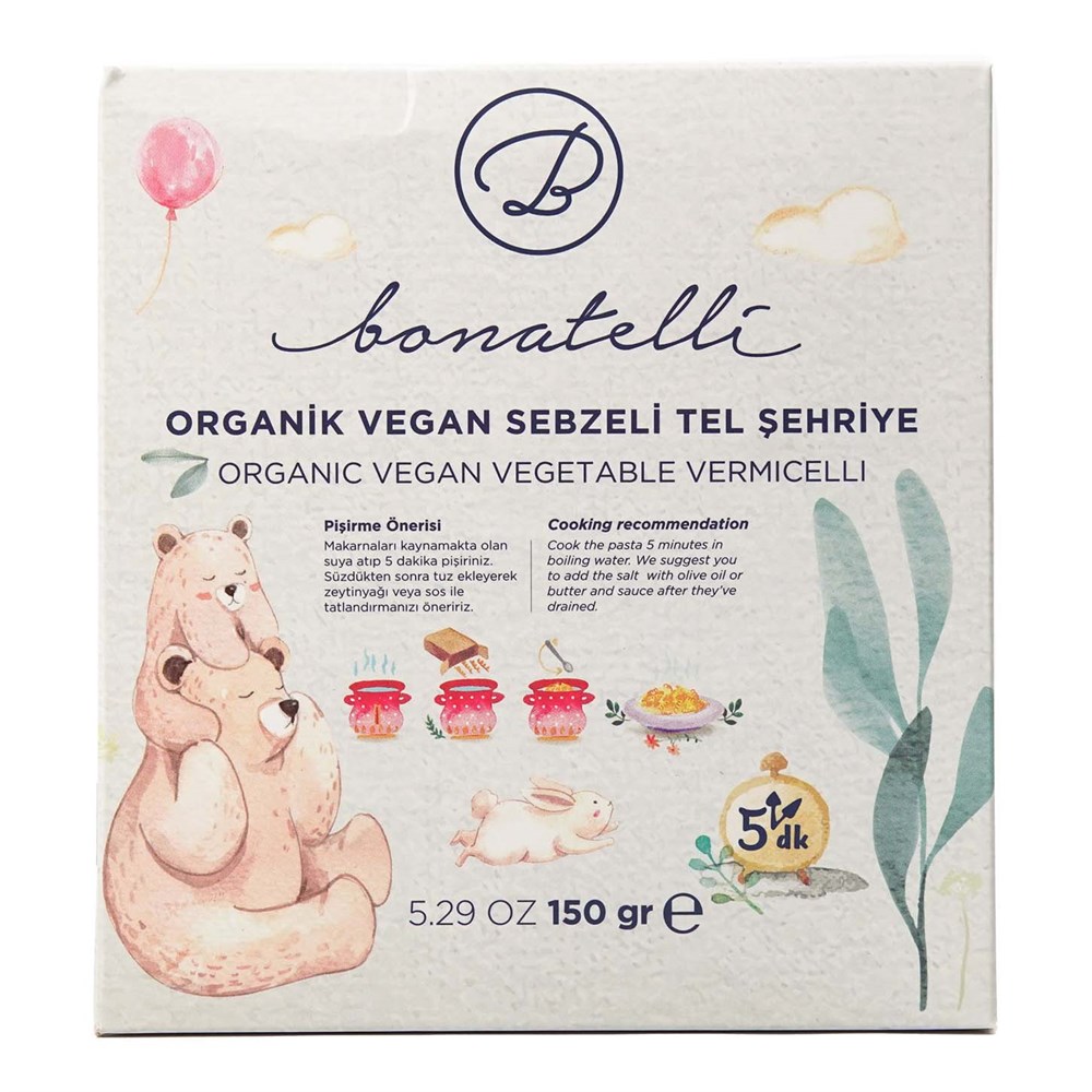 Vegan Pazaryeri. Vegan Bonatelli Organik Vegan Sebzeli Tel Şehriye 150g