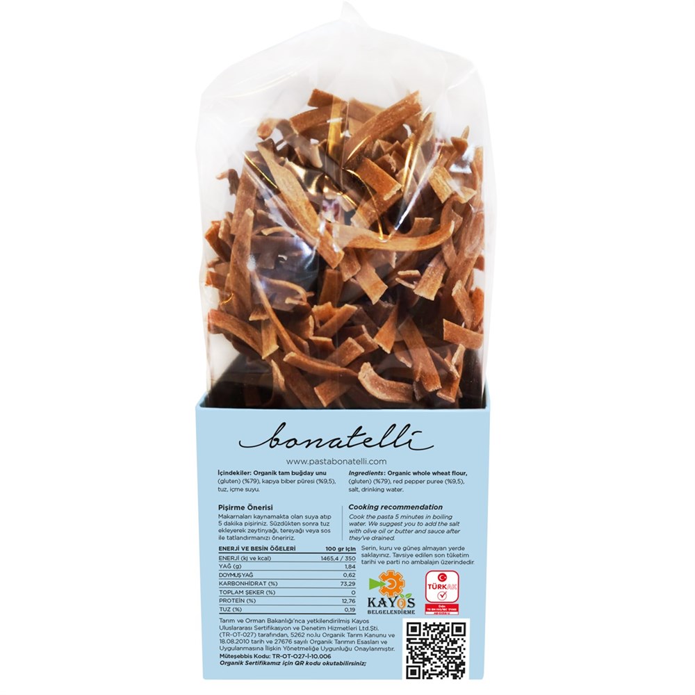Vegan Pazaryeri. Vegan Bonatelli Organik Tam Buğday Çubuk Makarna 400g
