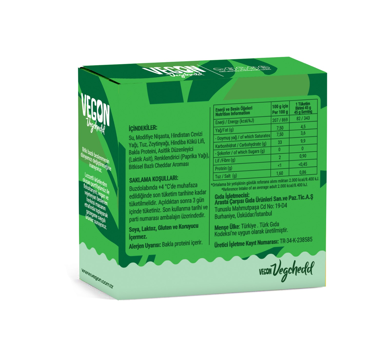 Vegan Pazaryeri. Vegan Vegon Vegchedd Blok 250g (Bitkisel Gıda)