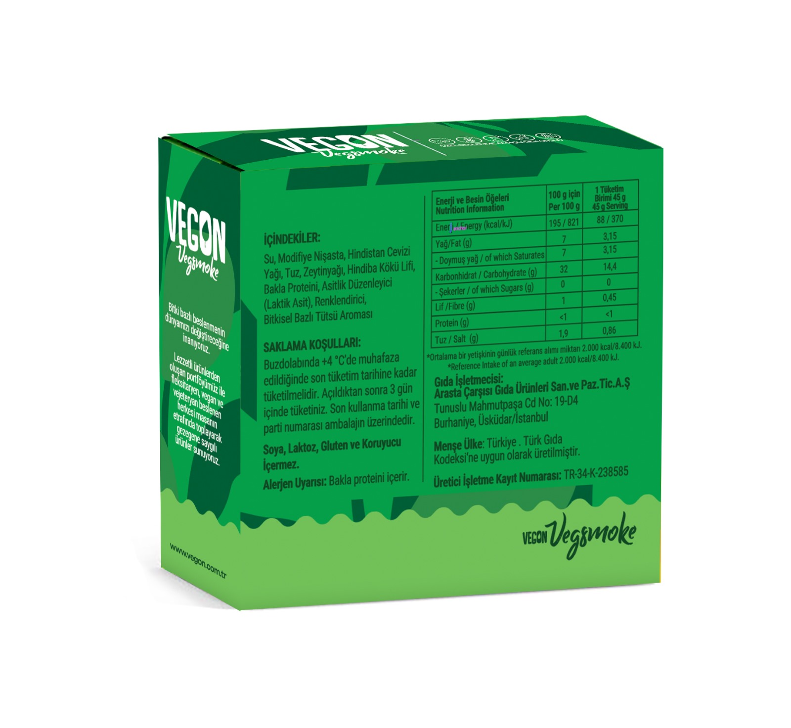 Vegan Pazaryeri. Vegan Vegon Tütsülenmiş Blok 250g (Bitkisel Gıda)